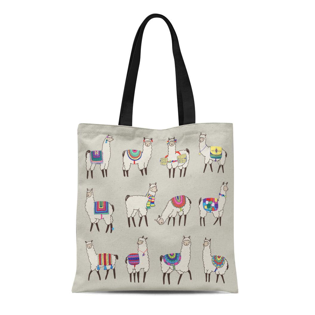 ASHLEIGH Canvas Tote Bag Llama Lama Color Peru Alpaca Cute Desert ...