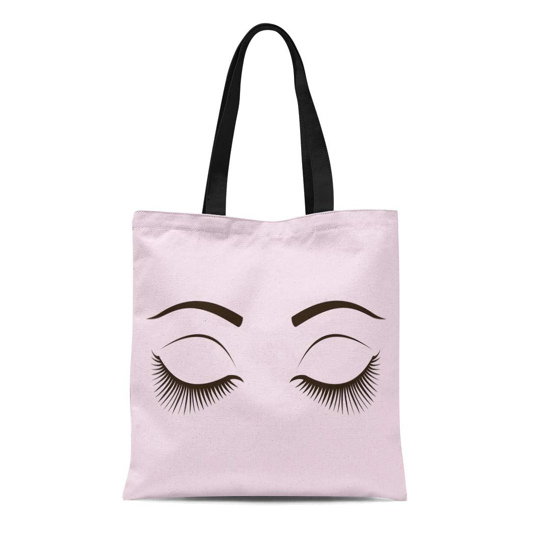 ASHLEIGH Canvas Tote Bag Make Closed Eyes Long Lashes Makeup Salon ...
