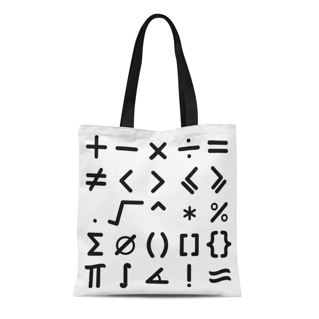 ASHLEIGH Canvas Tote Bag Math Black Mathematical Symbol on Less Sign ...