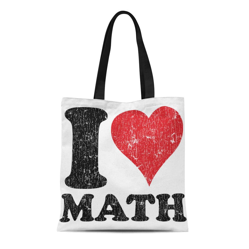 ASHLEIGH Canvas Tote Bag Mathematics I Love Math Heart Vintage Retro ...
