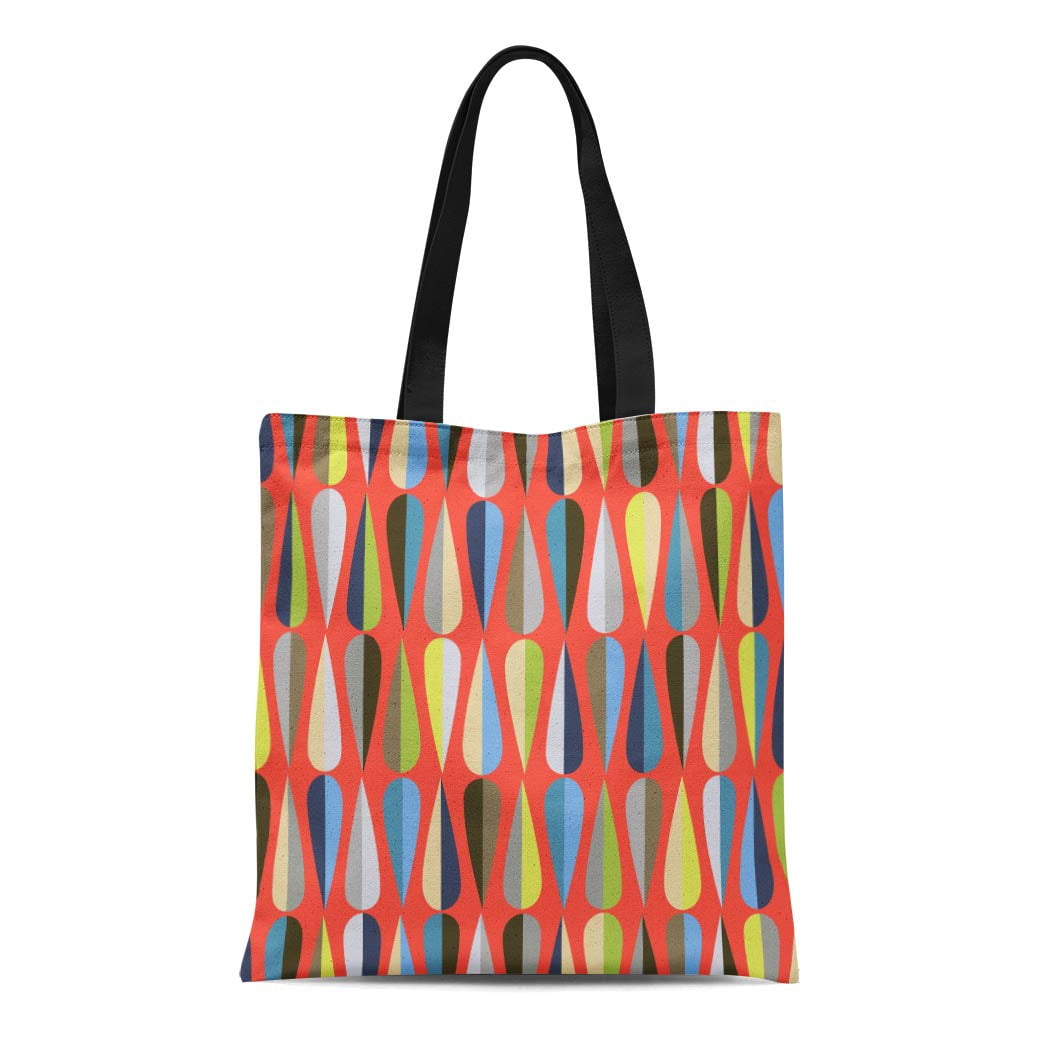 ASHLEIGH Canvas Tote Bag Mid Century Modern Retro Drop Shapes in ...
