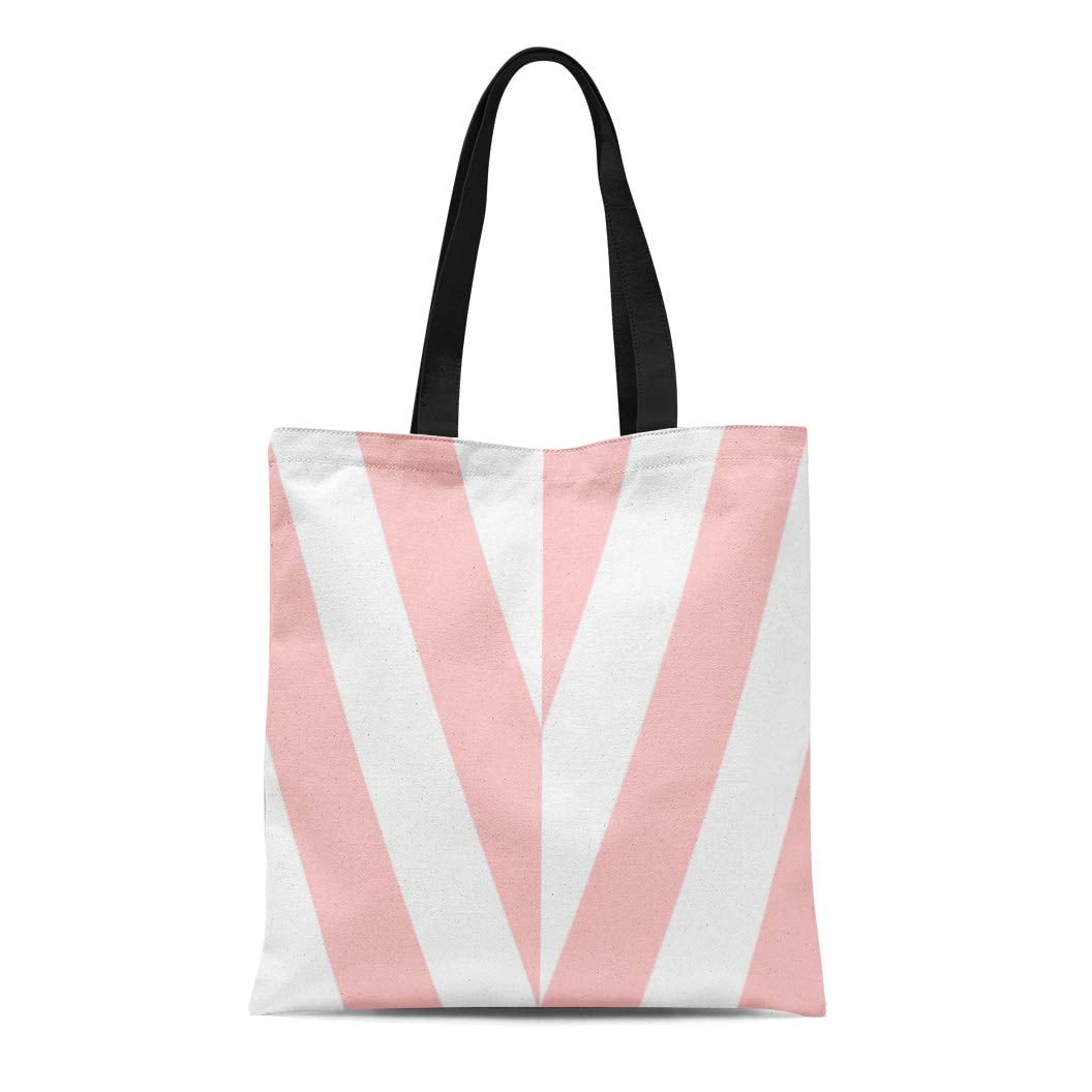 ASHLEIGH Canvas Tote Bag Modern Blush Pink Herringbone Geometric ...