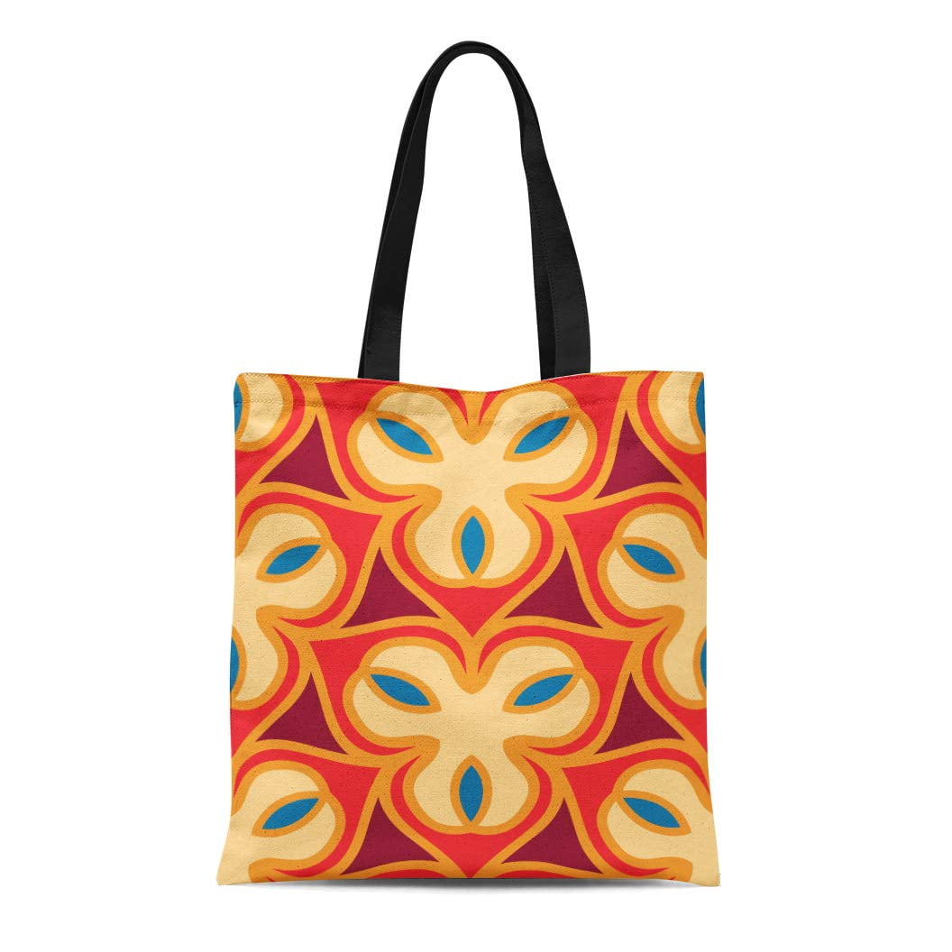 ASHLEIGH Canvas Tote Bag Morrocan Floral Oriental Abstract Flowers ...