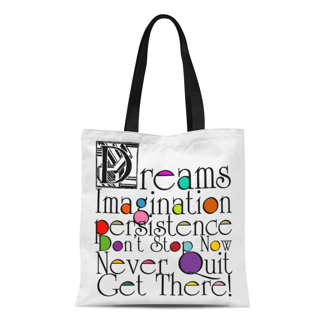 ASHLEIGH Canvas Tote Bag Motivational Dreams Inspirational Typographic ...