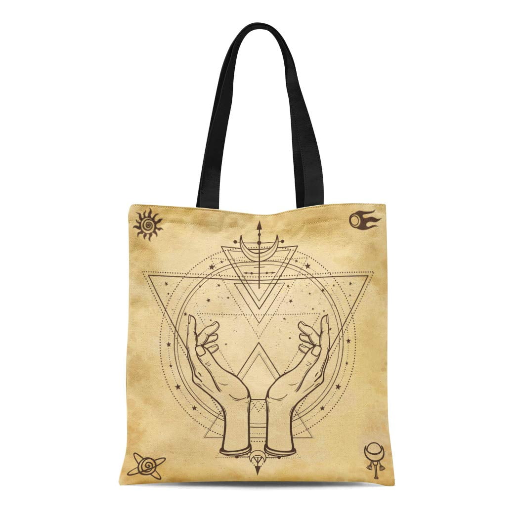 ASHLEIGH Canvas Tote Bag Mysterious Drawing Human Hands Hold Magic ...