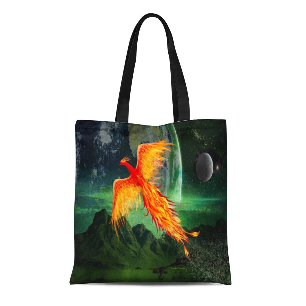 ASHLEIGH Canvas Tote Bag Mythical High Flying Phoenix Bird Fantasy ...
