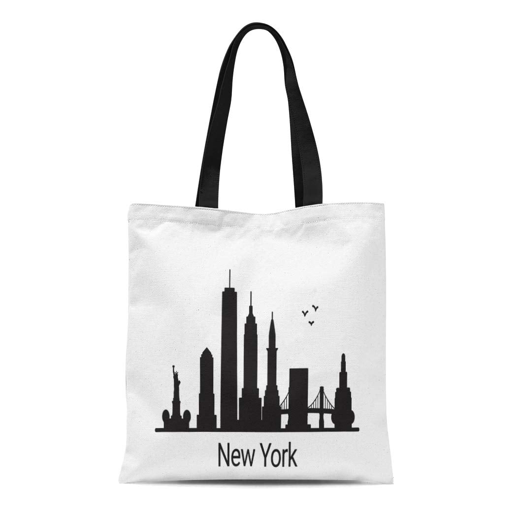 ASHLEIGH Canvas Tote Bag New York City Outline Skyline All Buildings ...