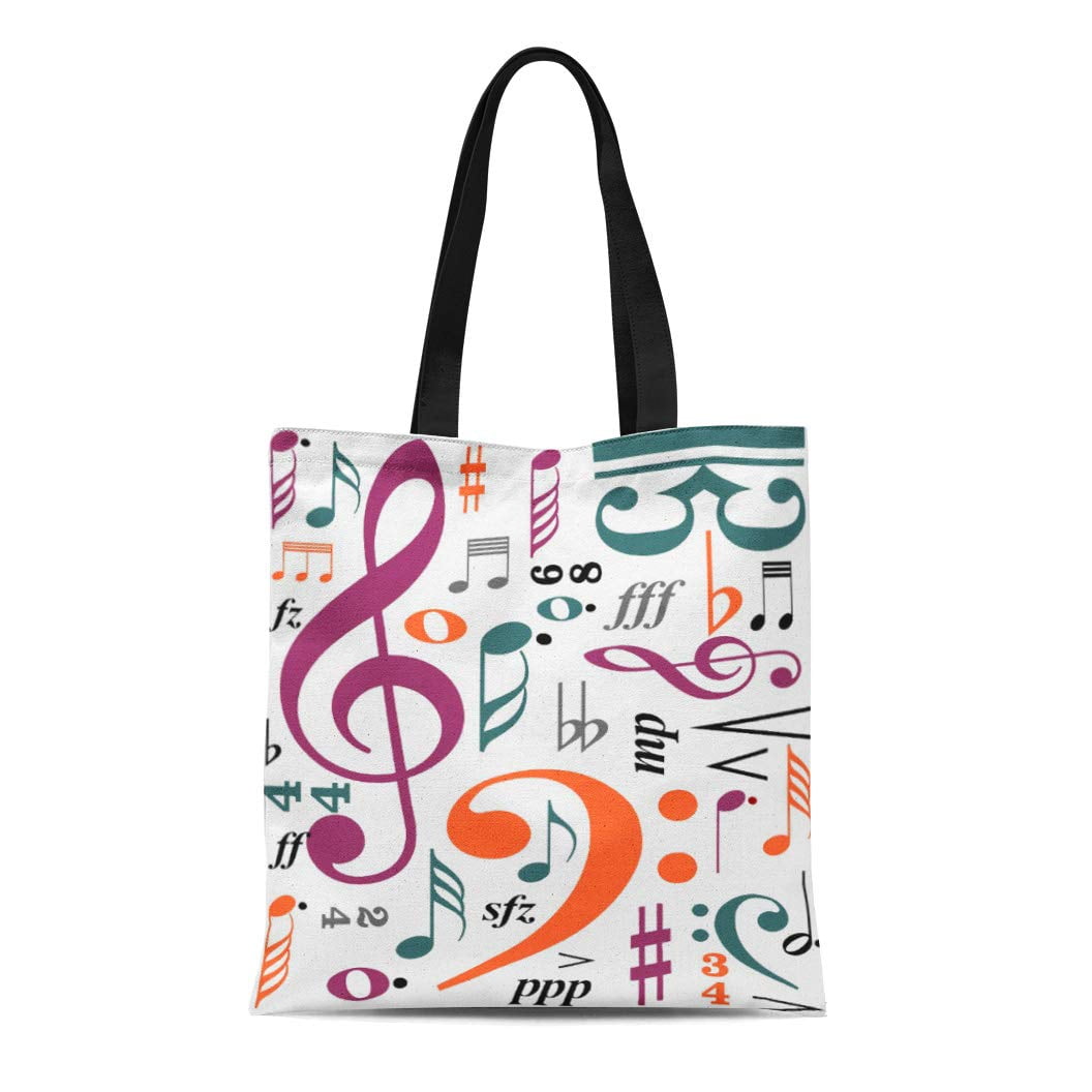 ASHLEIGH Canvas Tote Bag Notes Symbols of Music Musical Musician ...