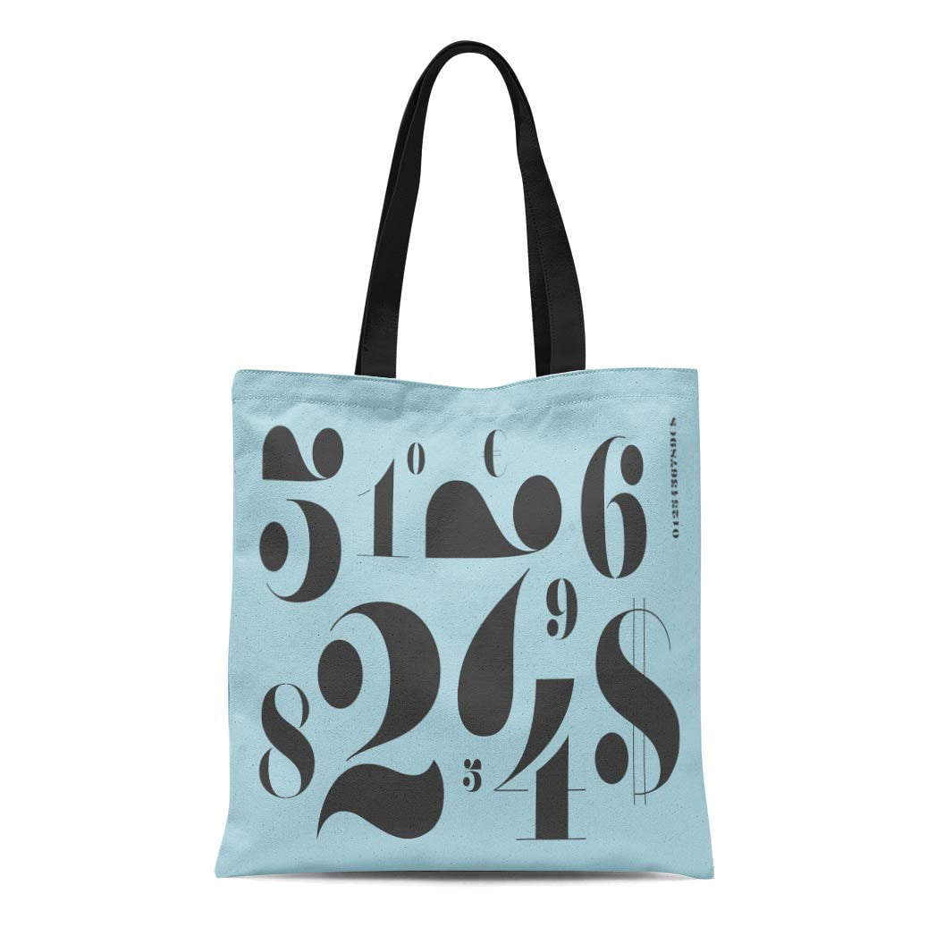 ASHLEIGH Canvas Tote Bag Numbers in Classical French Didot Contemporary ...