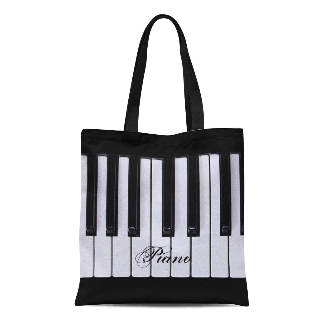 ASHLEIGH Canvas Tote Bag Organ Black and Piano Keys Keyboard Octave ...