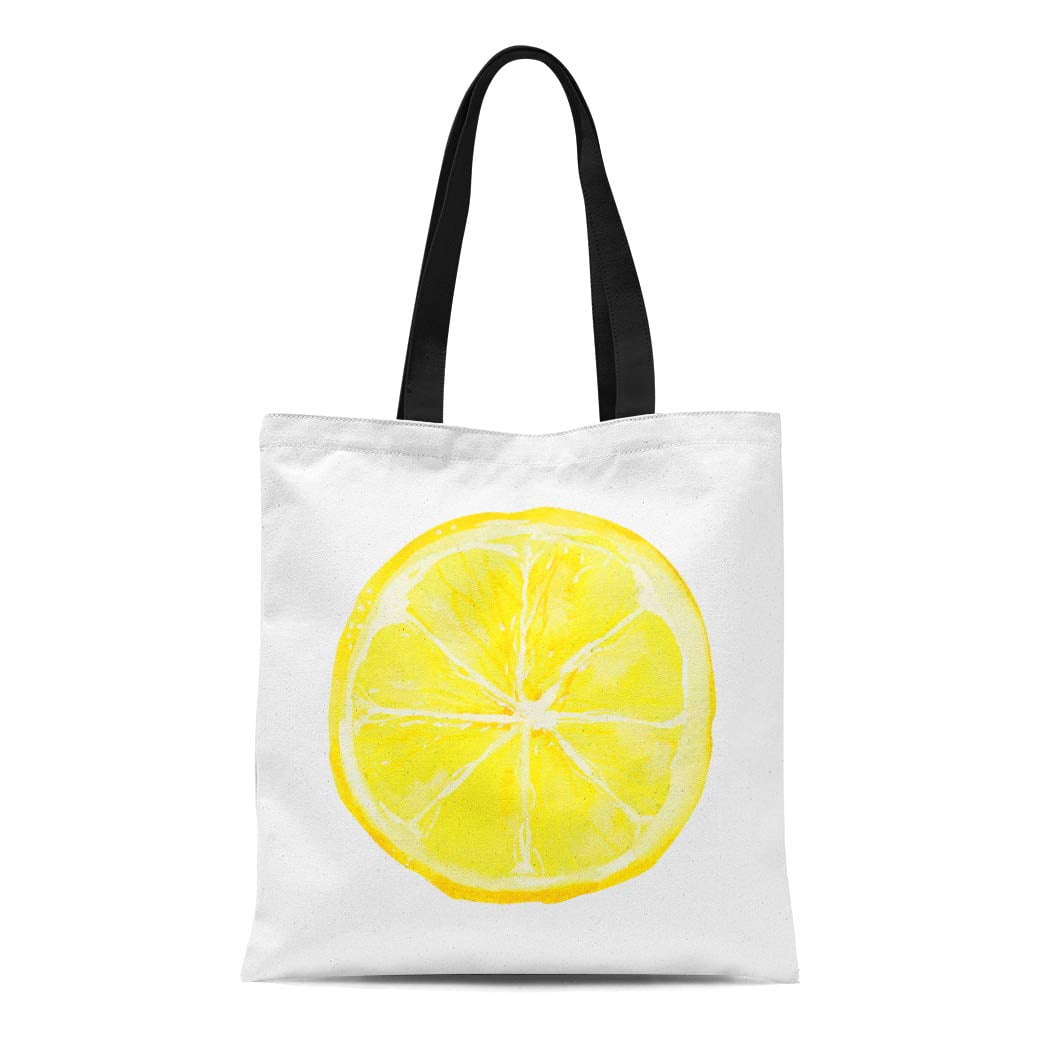 ASHLEIGH Canvas Tote Bag Paint Slice of Lemon Drawing By Watercolor ...