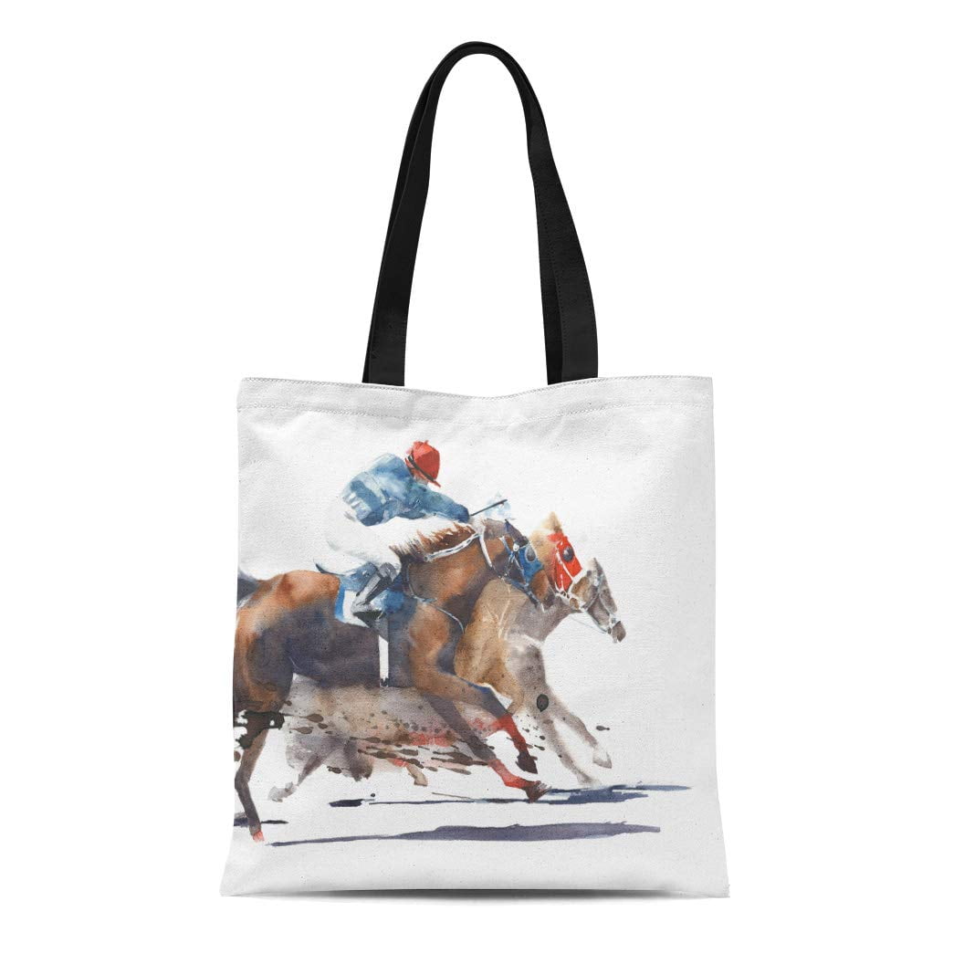 ASHLEIGH Canvas Tote Bag Painting Horse Race Competition Derby Racing ...