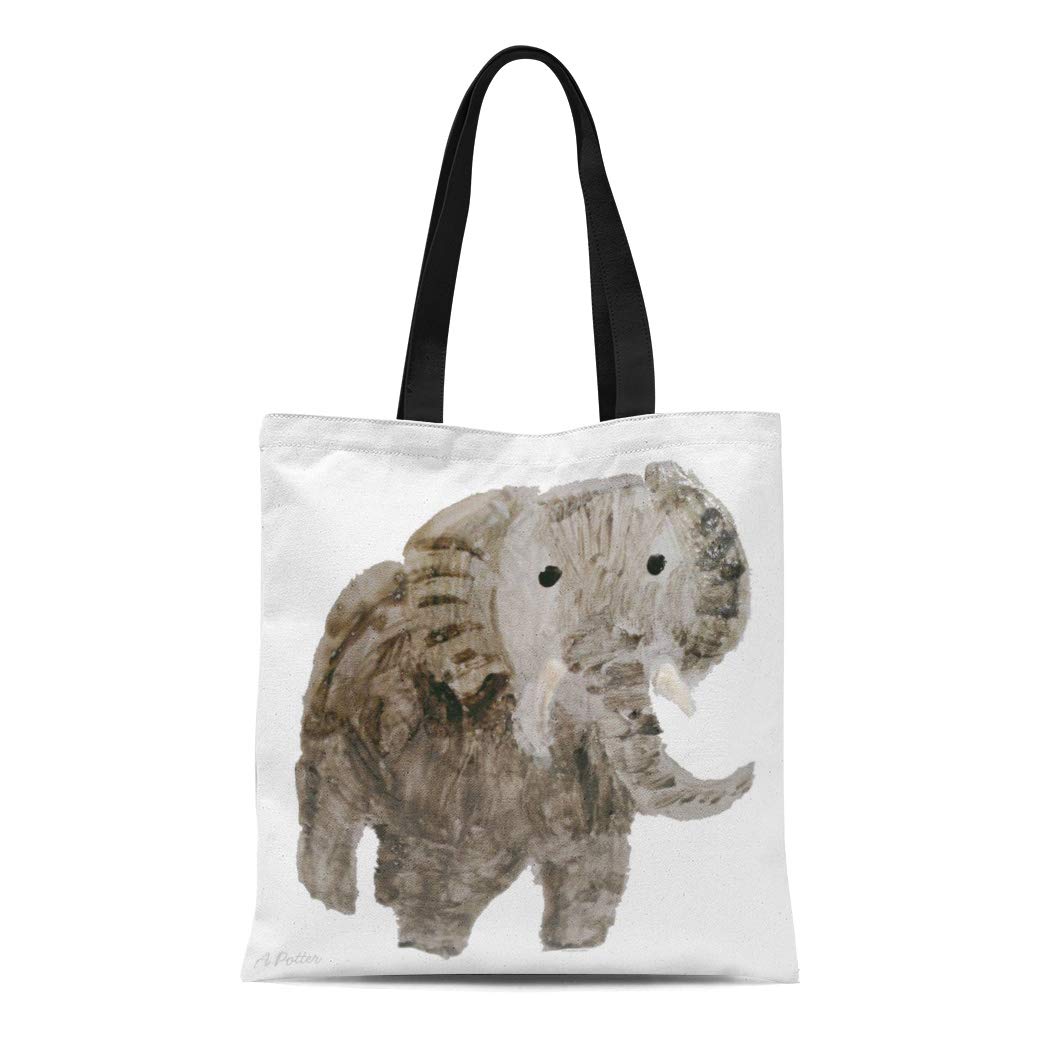 ASHLEIGH Canvas Tote Bag Painting Wild Elephant Glass Designs Wildlife ...