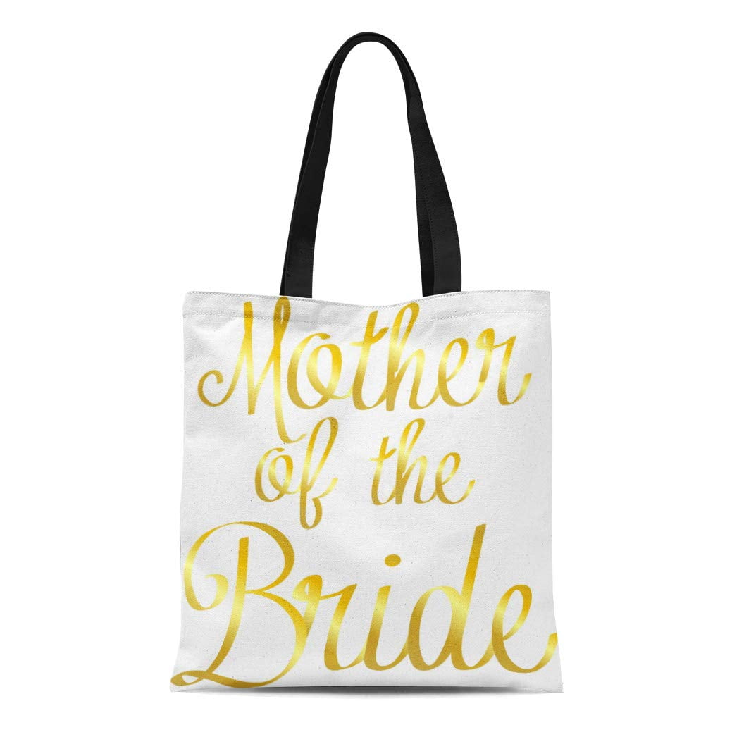 ASHLEIGH Canvas Tote Bag Party Mother of the Bride in Gold Cursive ...