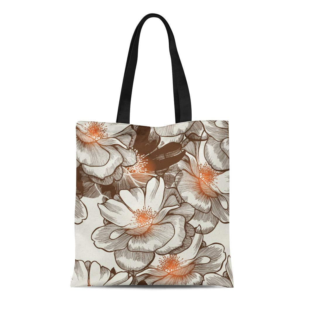 ASHLEIGH Canvas Tote Bag Pattern Glamour Blooming Roses Abstract Flower ...