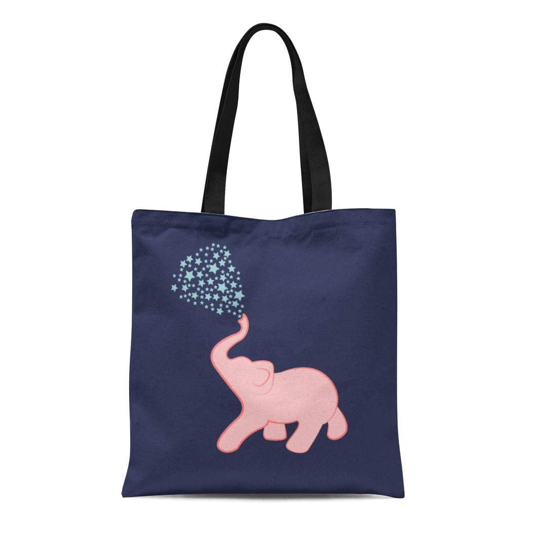 ASHLEIGH Canvas Tote Bag Pink Minimalism Baby Elephant Star Cute ...