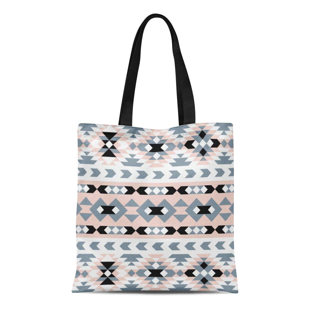 ASHLEIGH Canvas Tote Bag Pink Modern Mod Southwest Geometric Blush and ...