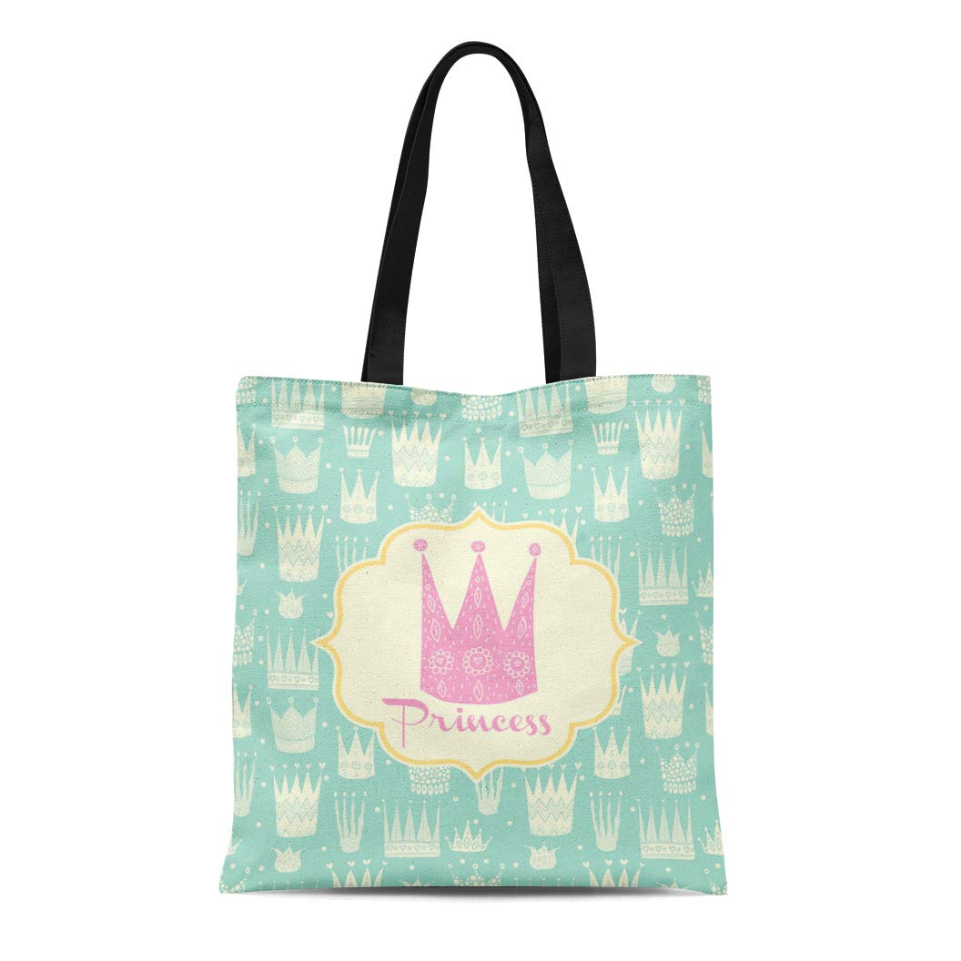 ASHLEIGH Canvas Tote Bag Pink Prince Princess Little Party Baby Badge ...