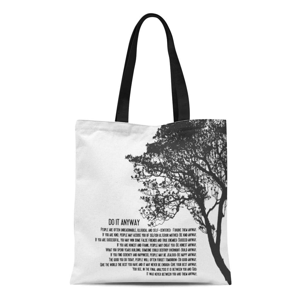 ASHLEIGH Canvas Tote Bag Poem Black and White Tree Do It Forgive Them ...