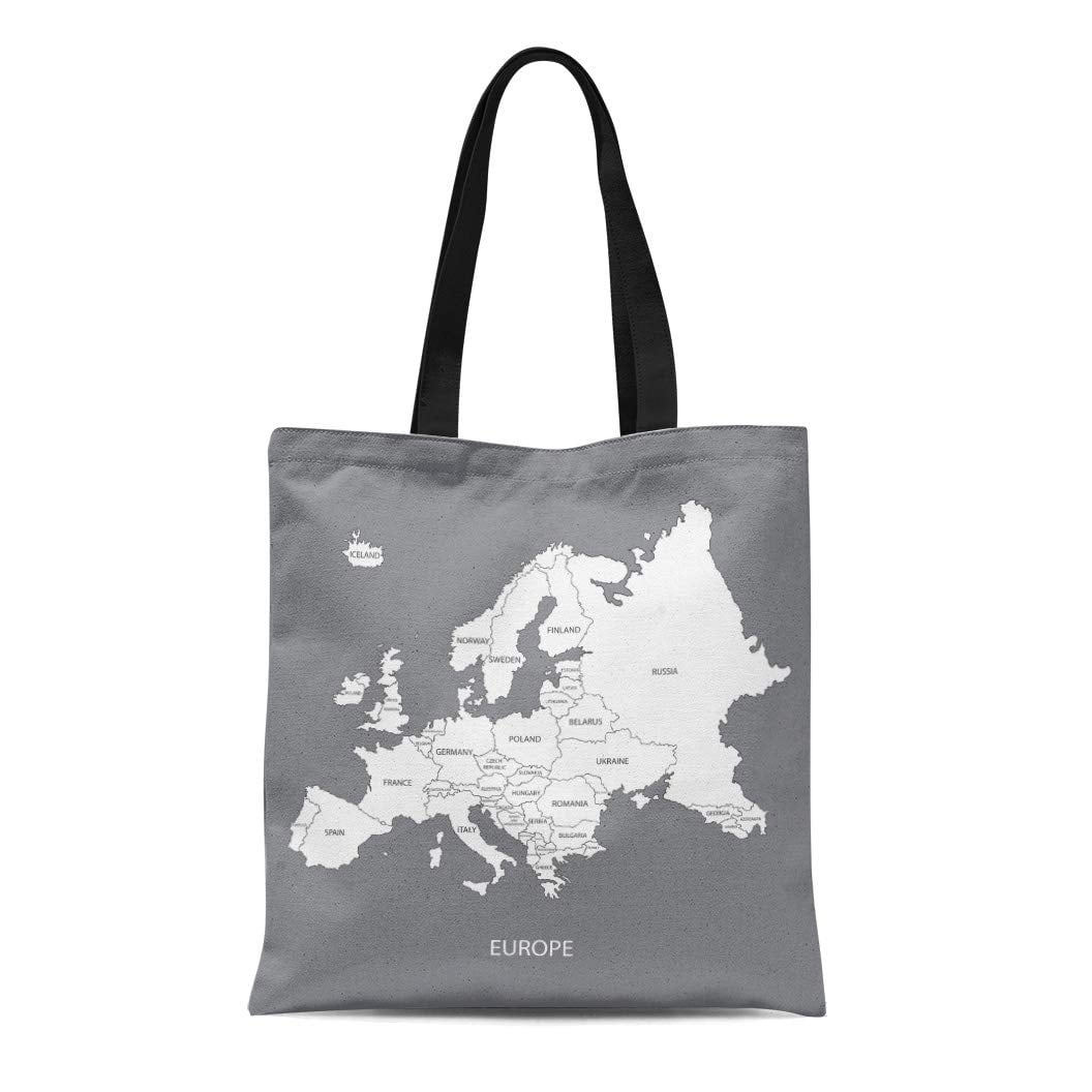 ASHLEIGH Canvas Tote Bag Political Europe Map Borders and Name of the ...