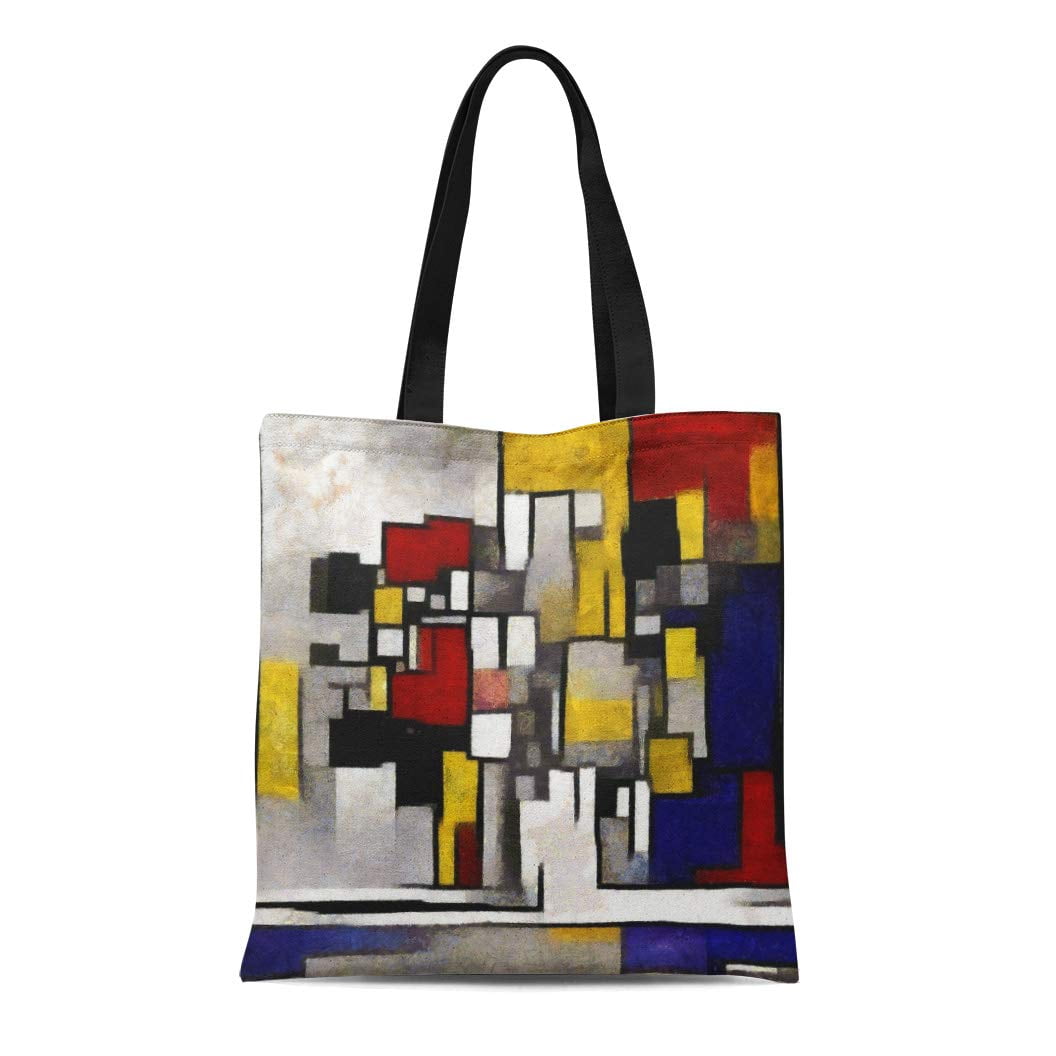 ASHLEIGH Canvas Tote Bag Primitive Cubism the Minimalist Story in Vivid ...