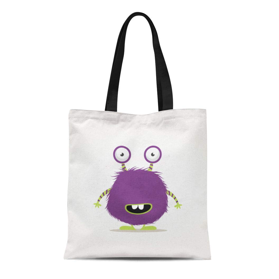 ASHLEIGH Canvas Tote Bag Purple Toy Cute Monster Green Kids Cartoon ...