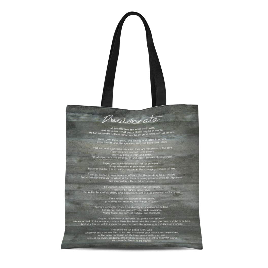 ASHLEIGH Canvas Tote Bag Quotations Desiderata Desired Things ...