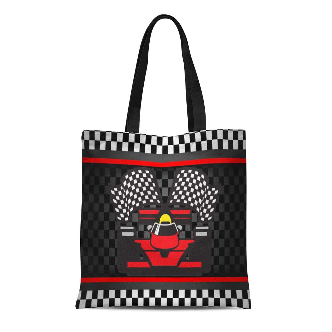 ASHLEIGH Canvas Tote Bag Race Auto Racing Car Checkered Flag Reusable ...