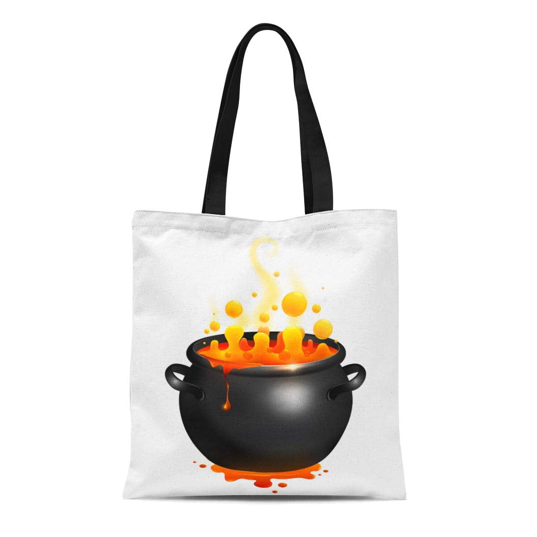 ASHLEIGH Canvas Tote Bag Red Cartoon Black Cauldron Orange Witches ...