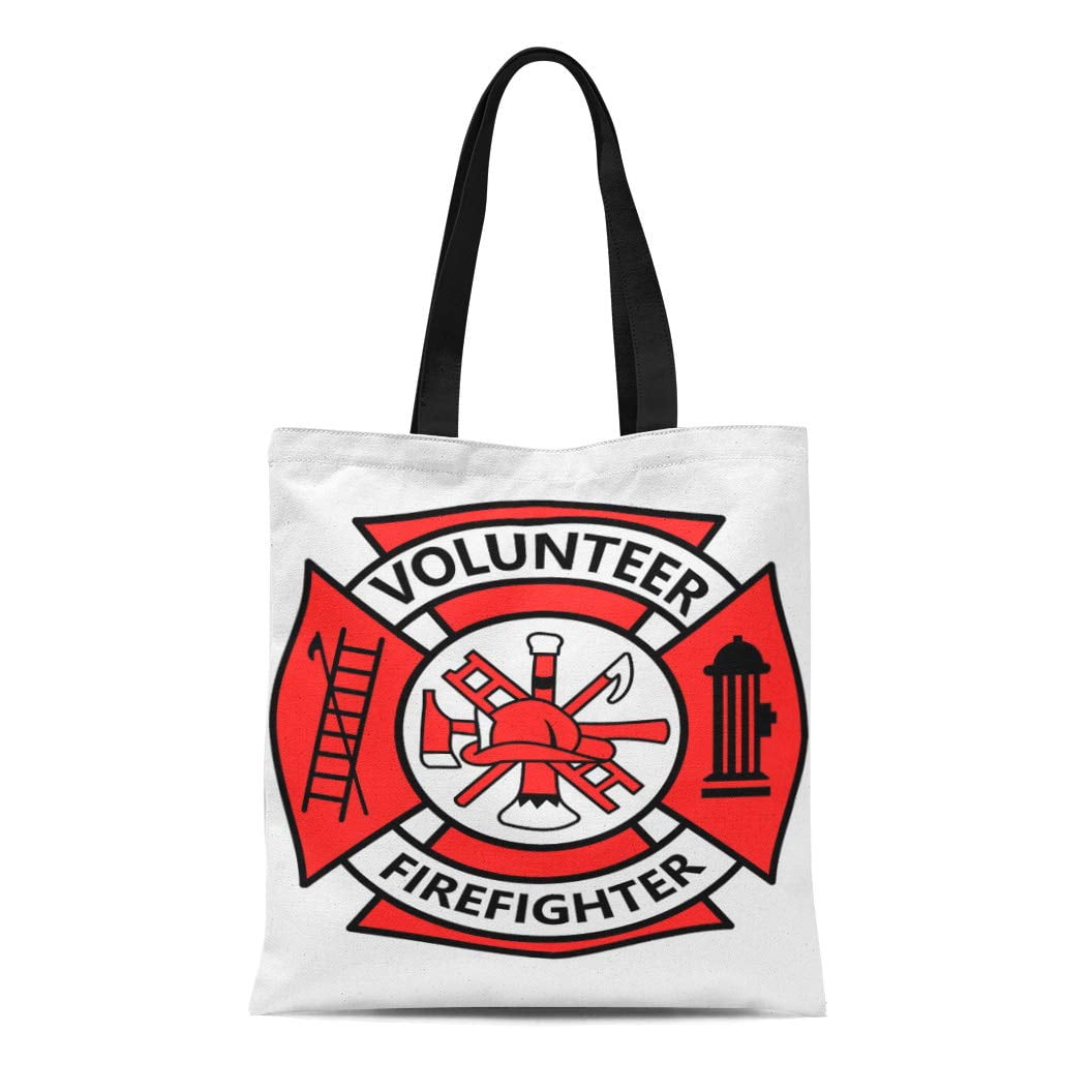 ASHLEIGH Canvas Tote Bag Red Fire Volunteer Firefighter Drawstring ...