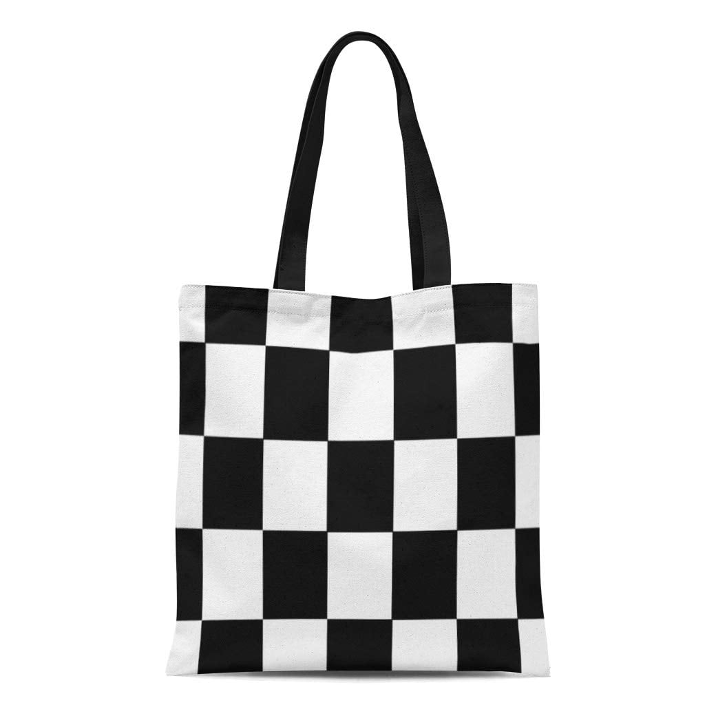 ASHLEIGH Canvas Tote Bag Retro Black and White Checkered Checkerboard ...