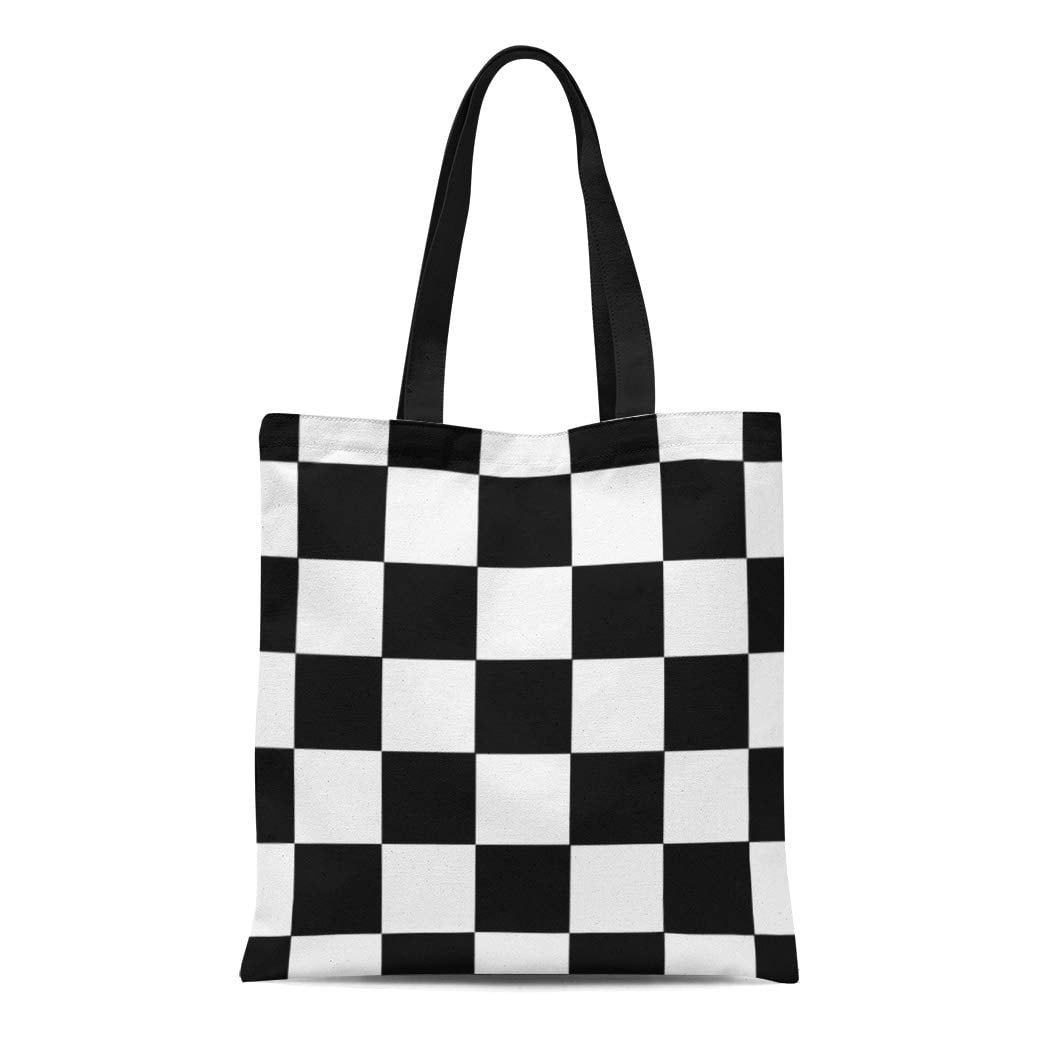 ASHLEIGH Canvas Tote Bag Retro Black and White Checkered Checkerboard ...