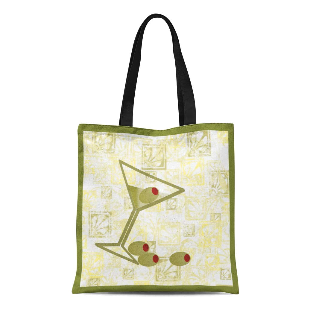 ASHLEIGH Canvas Tote Bag Retro Martini and Olives Bar Liquor Bartender ...