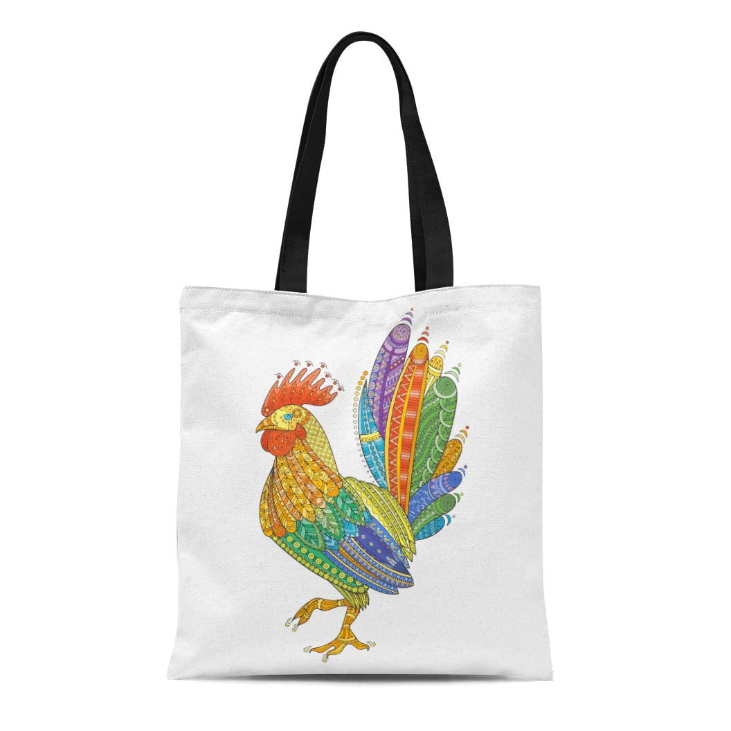 ASHLEIGH Canvas Tote Bag Rooster Domestic Farmer Bird for Coloring ...