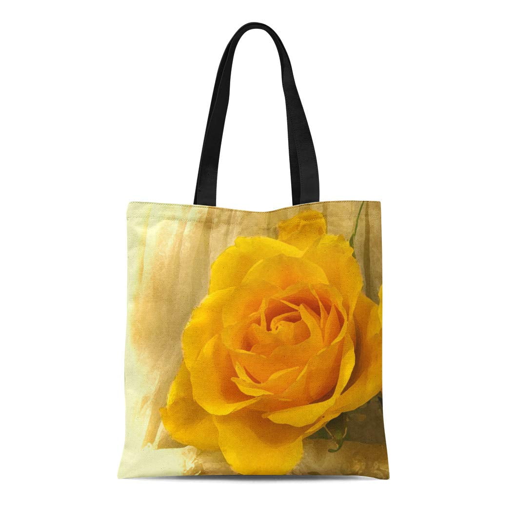 ASHLEIGH Canvas Tote Bag Roses Floral Yellow Garden Rose Flowers ...