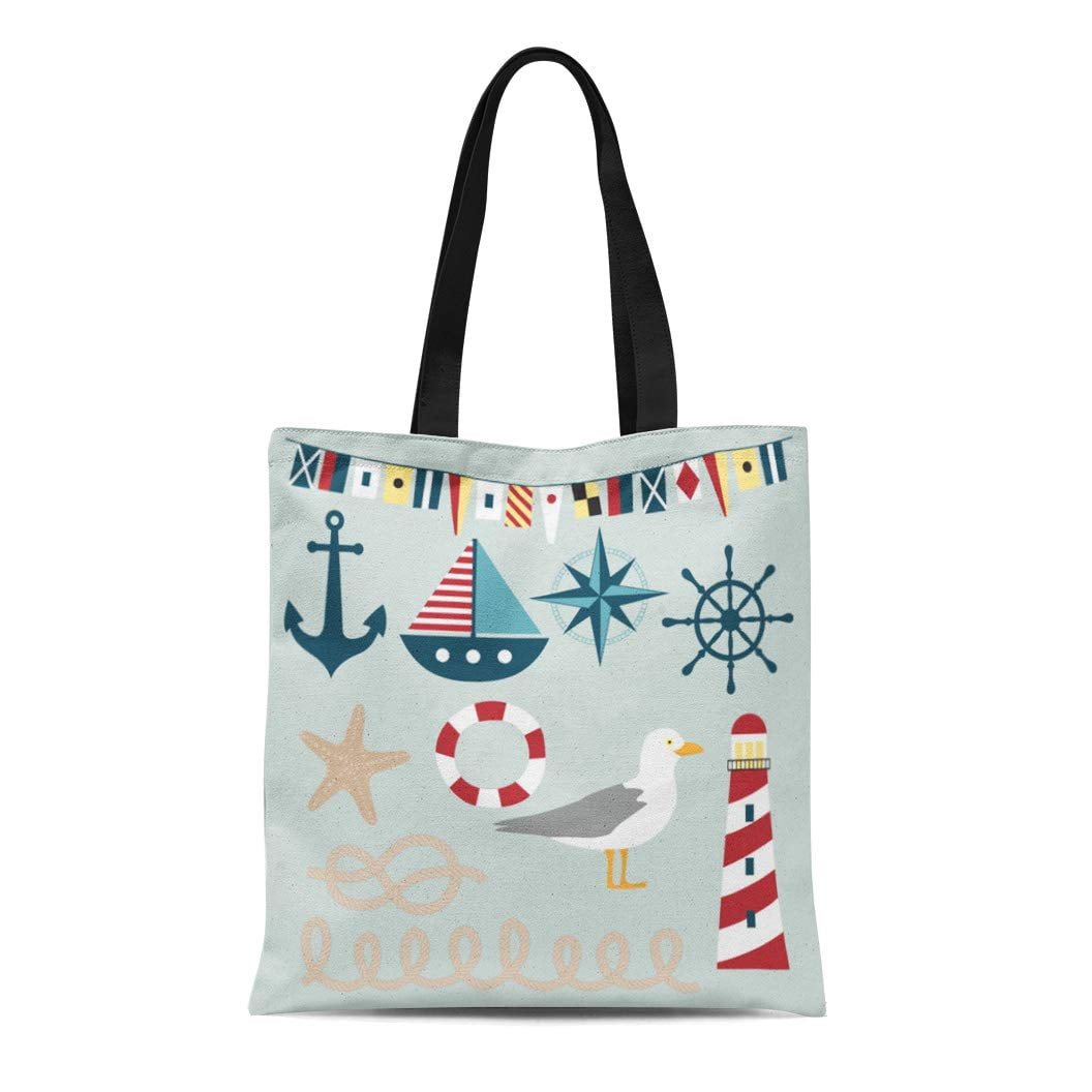ASHLEIGH Canvas Tote Bag Sailor Nautical Images Boat Cruise Ship ...