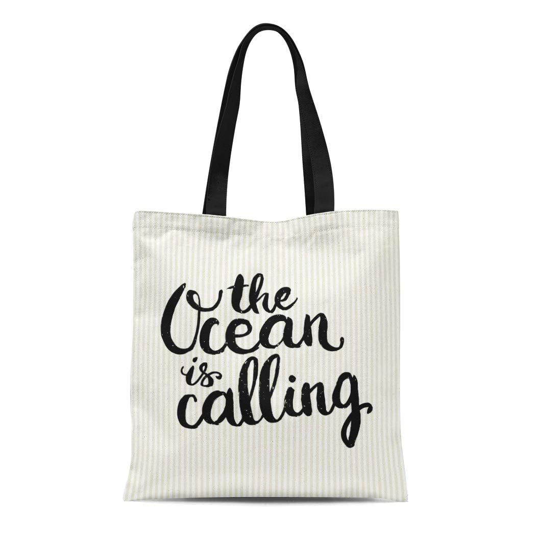ASHLEIGH Canvas Tote Bag Slogan Conceptual Phrase the Ocean Is Calling ...