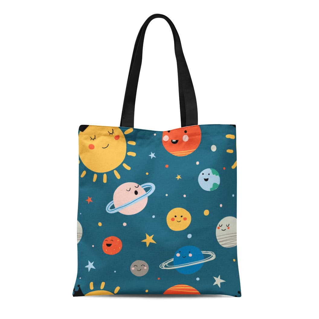 ASHLEIGH Canvas Tote Bag Solar System Cute Cartoon Planets Funny ...