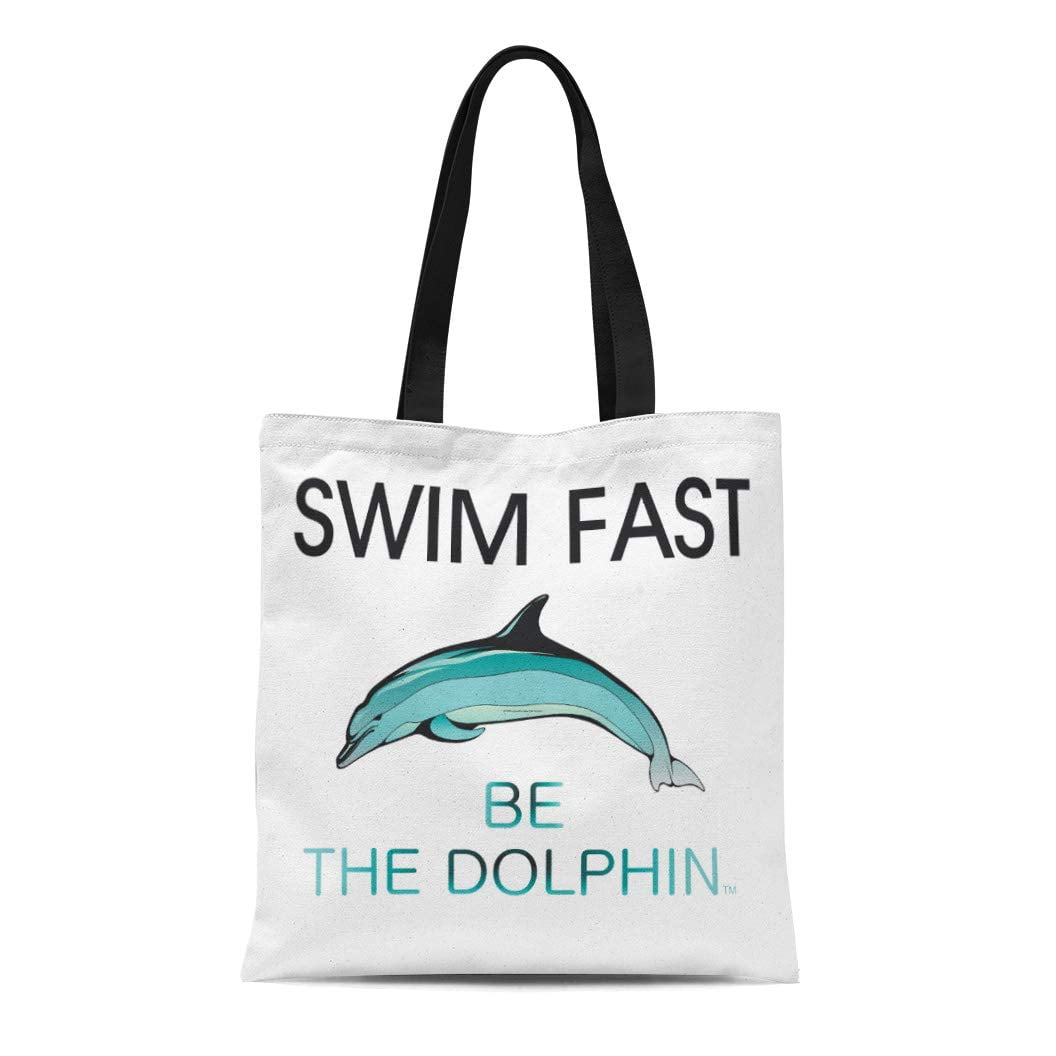 ASHLEIGH Canvas Tote Bag Swimming Swim Dolphin Fast Swimmer Team Meet ...