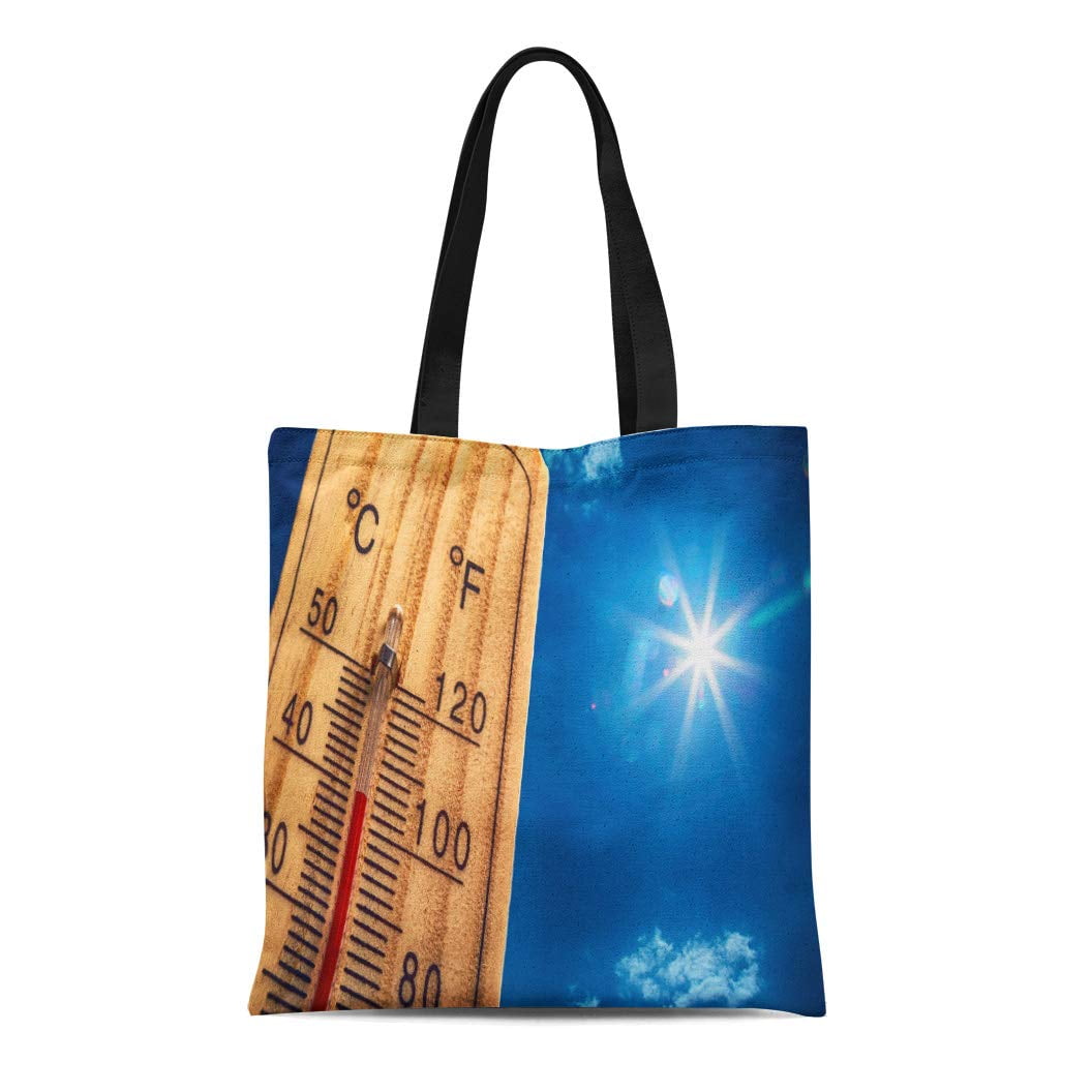ASHLEIGH Canvas Tote Bag Thermometer Sun Sky 40 Degrees Hot Summer Day ...