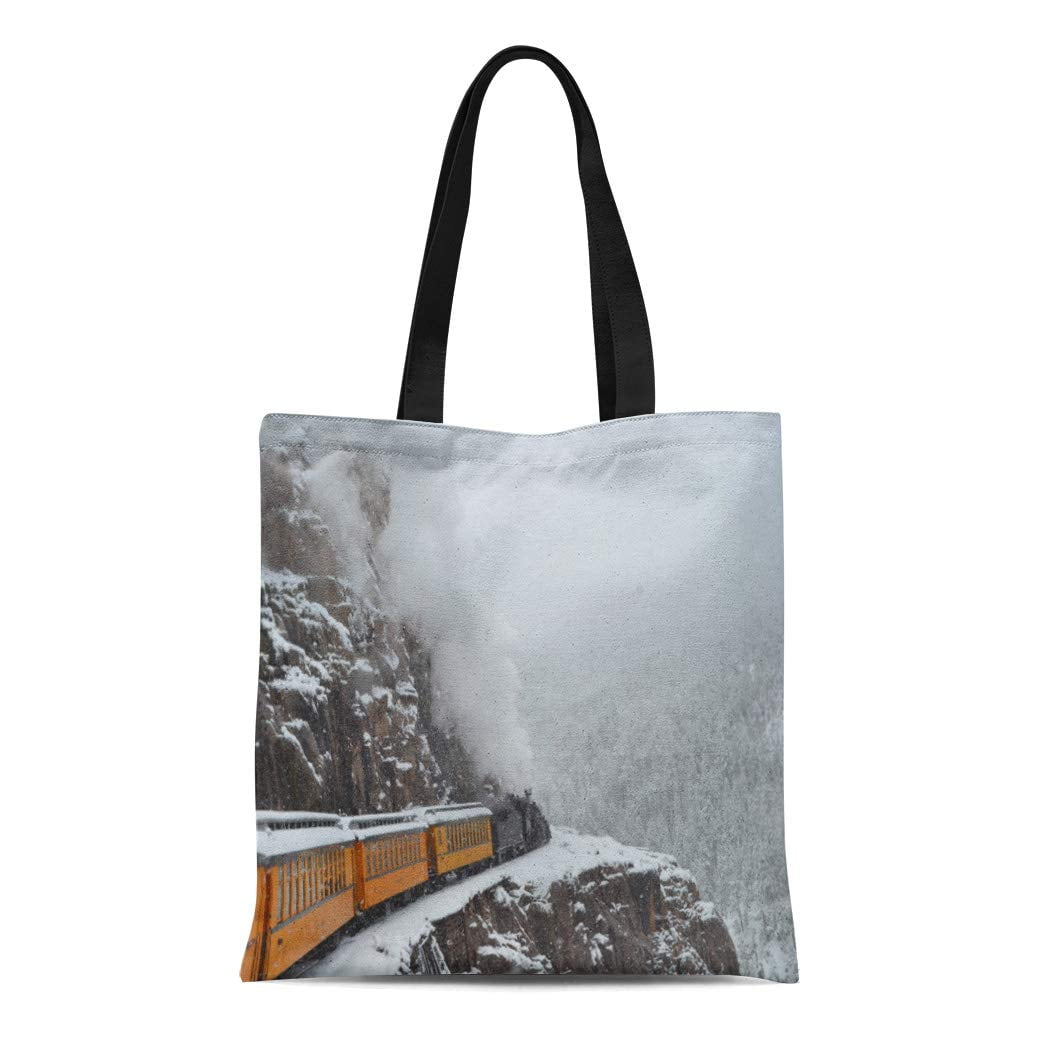 ASHLEIGH Canvas Tote Bag Train the Polar Express Rounds Narrow Guage ...