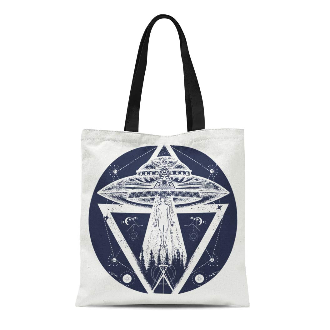 ASHLEIGH Canvas Tote Bag Ufo Tattoo and Invasion of Aliens Mystical ...
