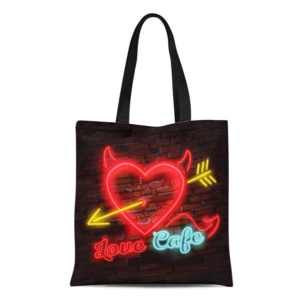 ASHLEIGH Canvas Tote Bag Vintage Neon Diner Sign Love Heart Arrow Power ...