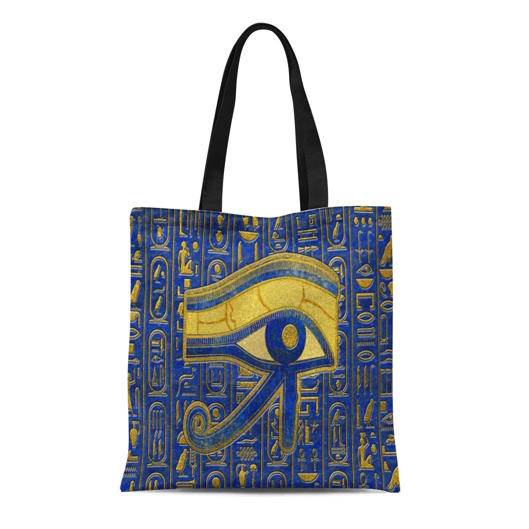 ASHLEIGH Canvas Tote Bag Wadjit Gold Egyptian Eye of Horus Wadjet ...
