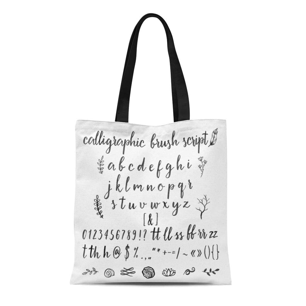 ASHLEIGH Canvas Tote Bag Watercolor Alphabet Calligraphic Numbers ...