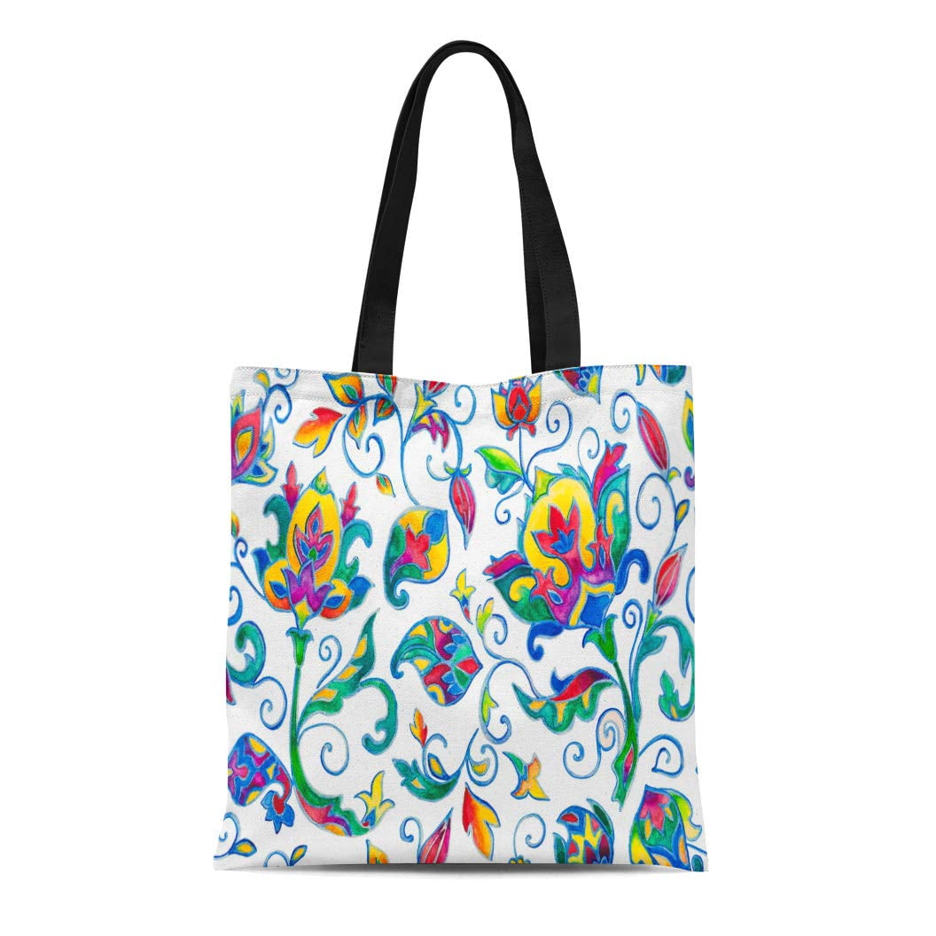 ASHLEIGH Canvas Tote Bag Watercolor Floral Flower Colorful Abstract ...
