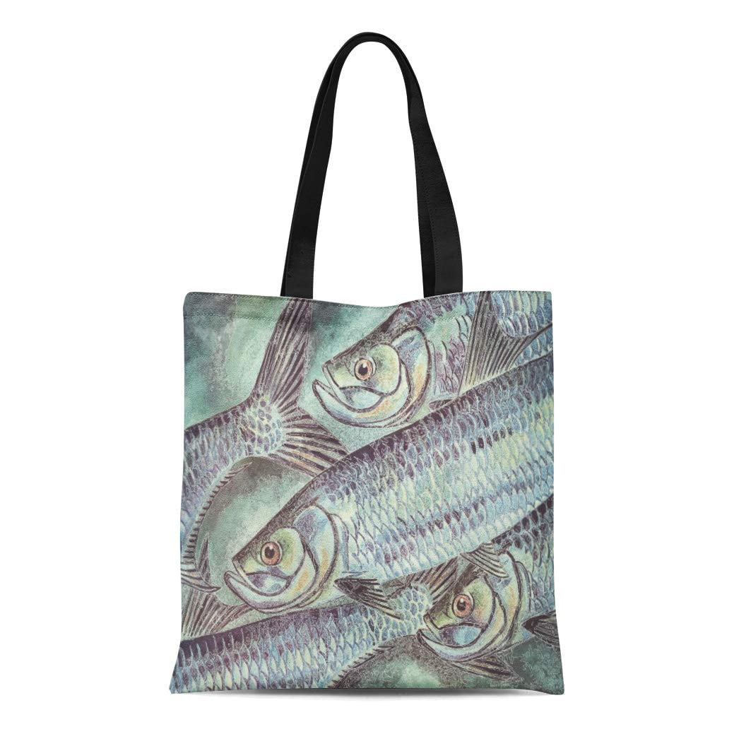 ASHLEIGH Canvas Tote Bag Watercolor Sea Original Tarpon Sport Fish ...