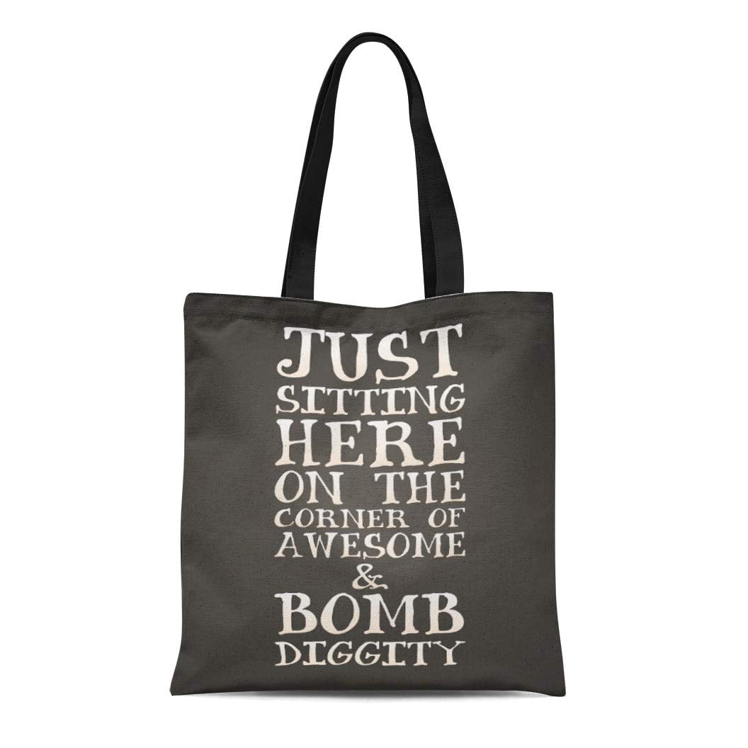 ASHLEIGH Canvas Tote Bag Watercolor Slang Awesome and Bombdiggity Funny ...
