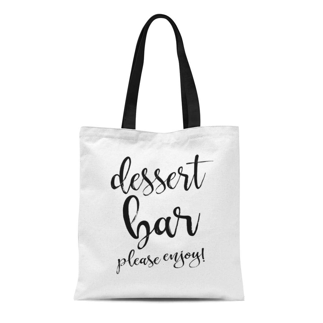 ASHLEIGH Canvas Tote Bag Wedding Dessert Bar Black and White Signs ...