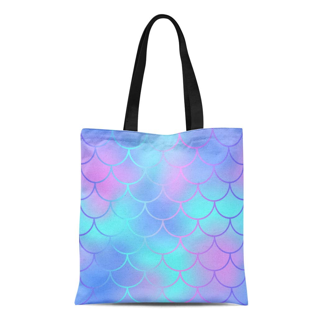 ASHLEIGH Canvas Tote Bag Winter Fish Skin Scale Pattern Mermaid Tail ...